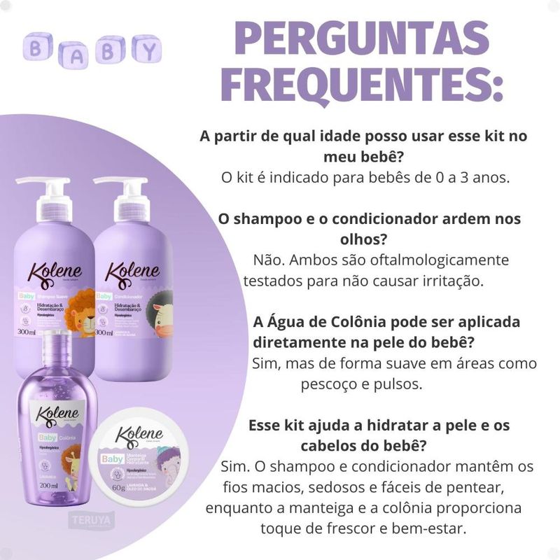 lKit Kolene Baby: Shampoo e Condicionador 300ml, 1 Manteiga Corporal ...