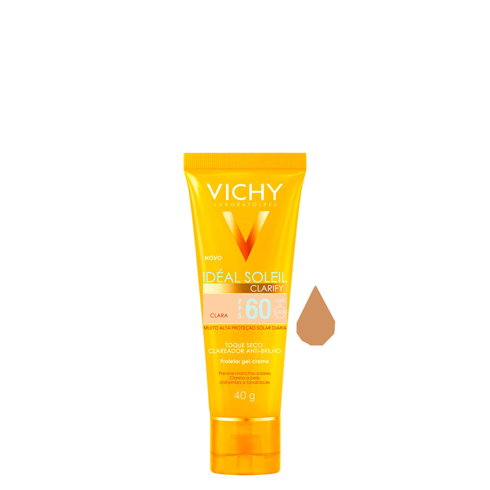 Protetor Solar Semi-Matte Facial FPS 60 Vichy Idéal Claro 40 g Claro ...
