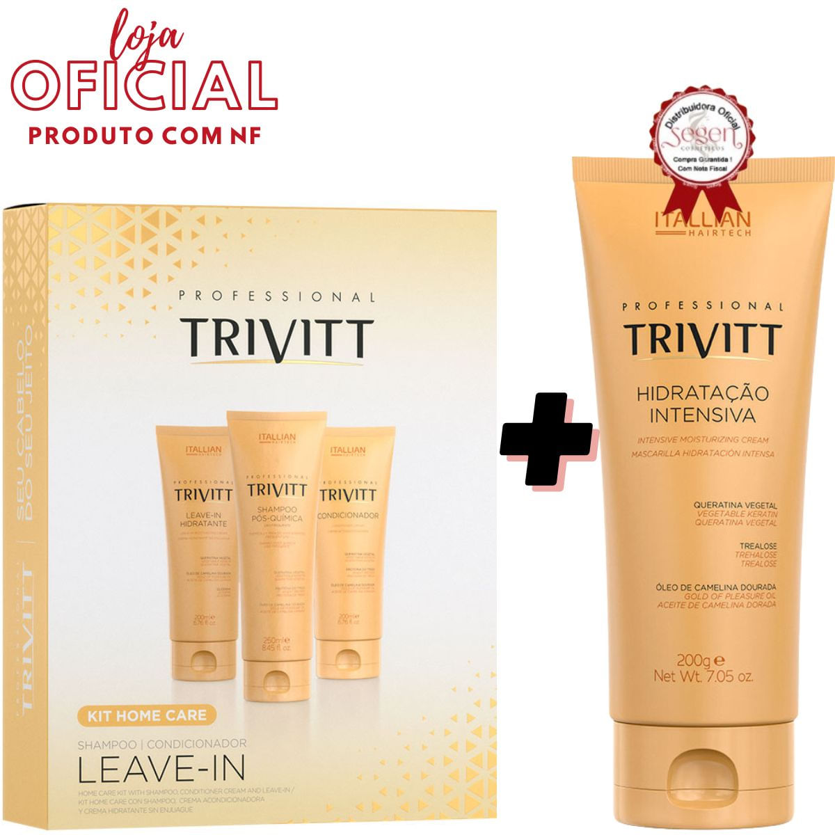A melhor oferta de: Kit Homecare Trivitt Com Leave-In + Hidratação ...