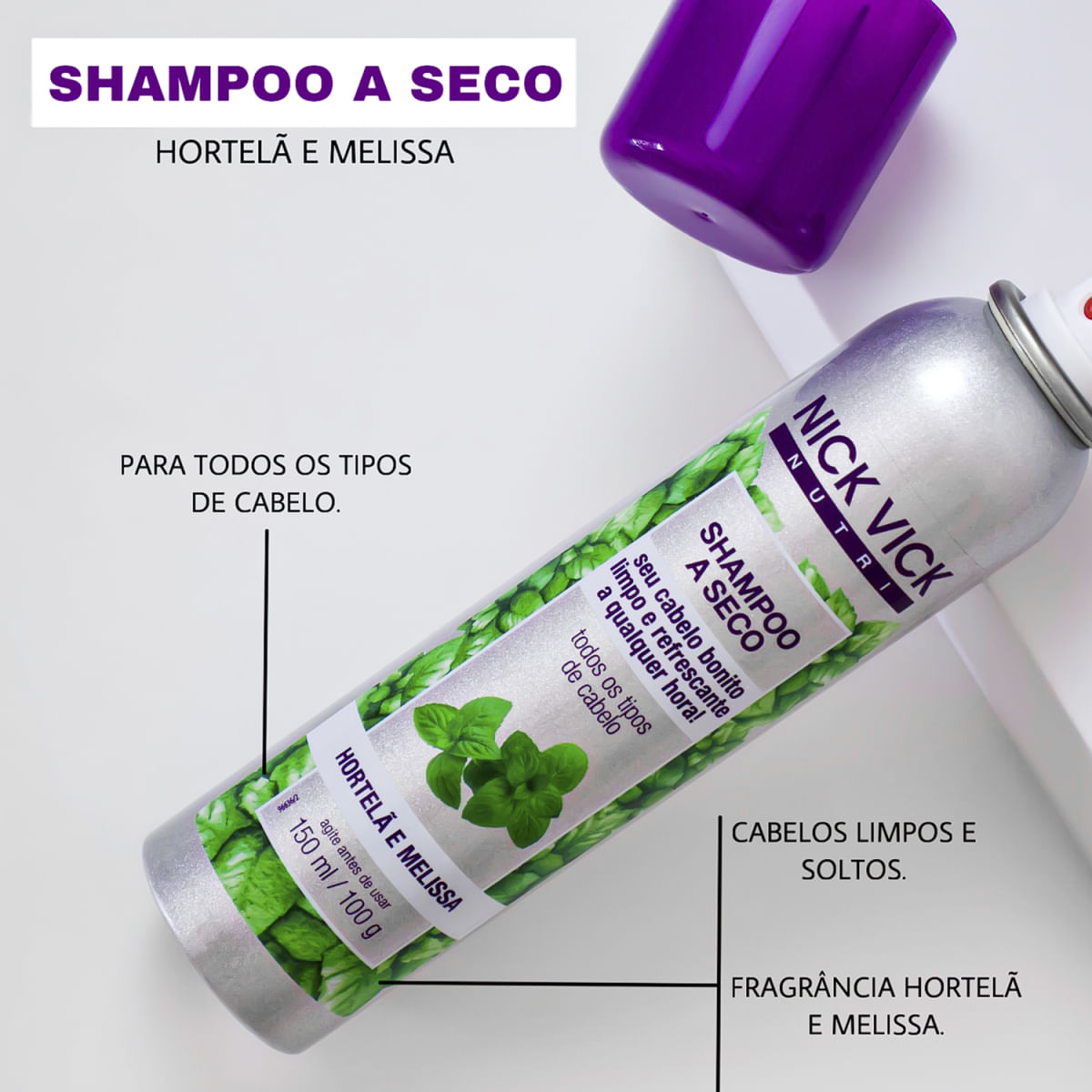 SHAMPOO A SECO HORTELÃ E MELISSA NICK VICK NUTRI 150ML - Época ...