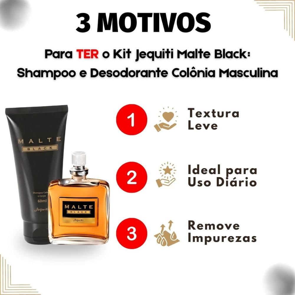 Kit Jequiti Malte Black: Shampoo 60ml e Desodorante Colônia Masculina ...