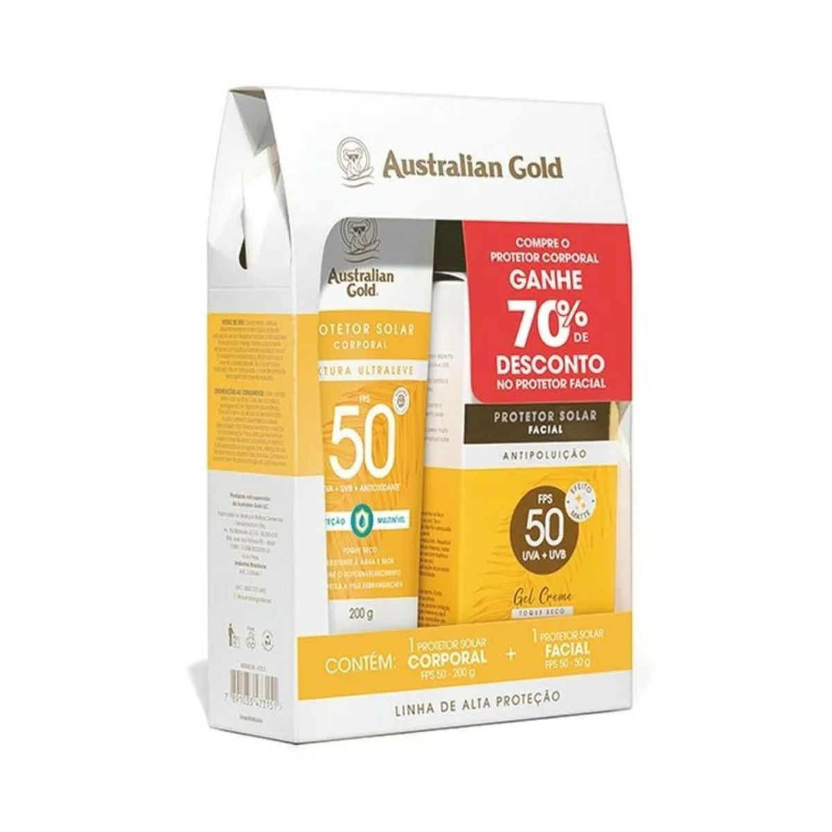 Kit Australian Gold FPS 50 Protetor Solar Corporal Ultraleve 200g ...