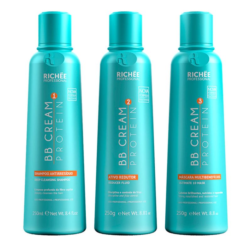 Kit Richée Professional BB Cream Protein - Shampoo + Ativo + Máscara ...