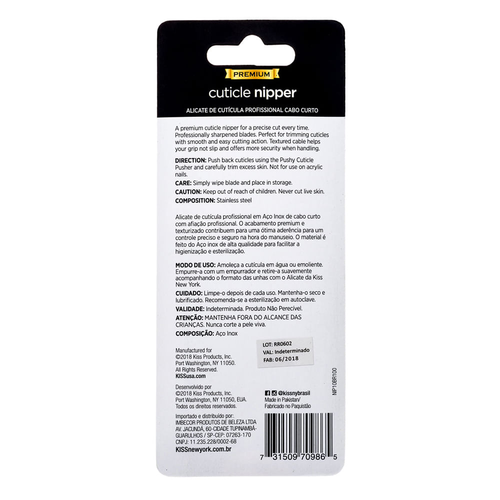 Alicate para Cutículas Kiss NY – Cut Premium Cabo Curto - Época ...