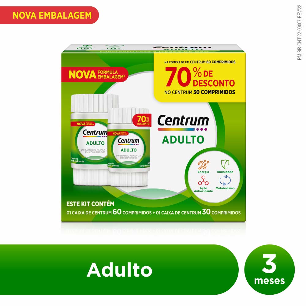 Kit Centrum Adulto - Suplemento Alimentar Multivitamínico 30 Caps ...