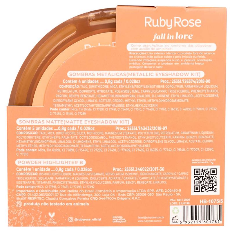 Paleta de Sombras Ruby Rose Fall in Love - Época Cosméticos | Época Cosméticos