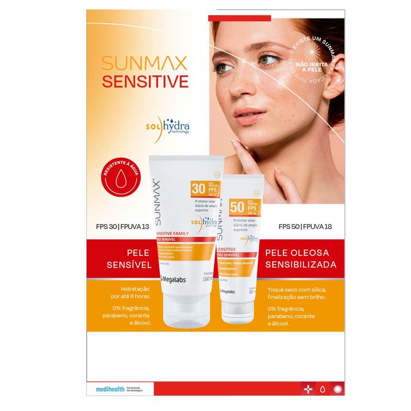 Kit Sunmax Sensitive – Protetor Solar Facial 160ml + Protetor Solar ...