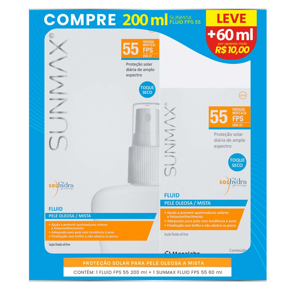 Kit Sunmax Fluid – Protetor Solar Facial FPS55 200ml + Protetor Solar ...