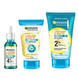 garnier-skin-uniform-matte-kit-serum-facial-sabonete-facial-3-em-1-gel ...