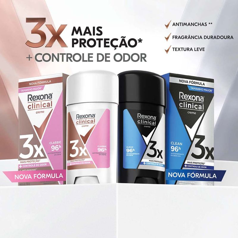 Desodorante Antitranspirante em Creme Rexona Clinical Feminino - Extra ...