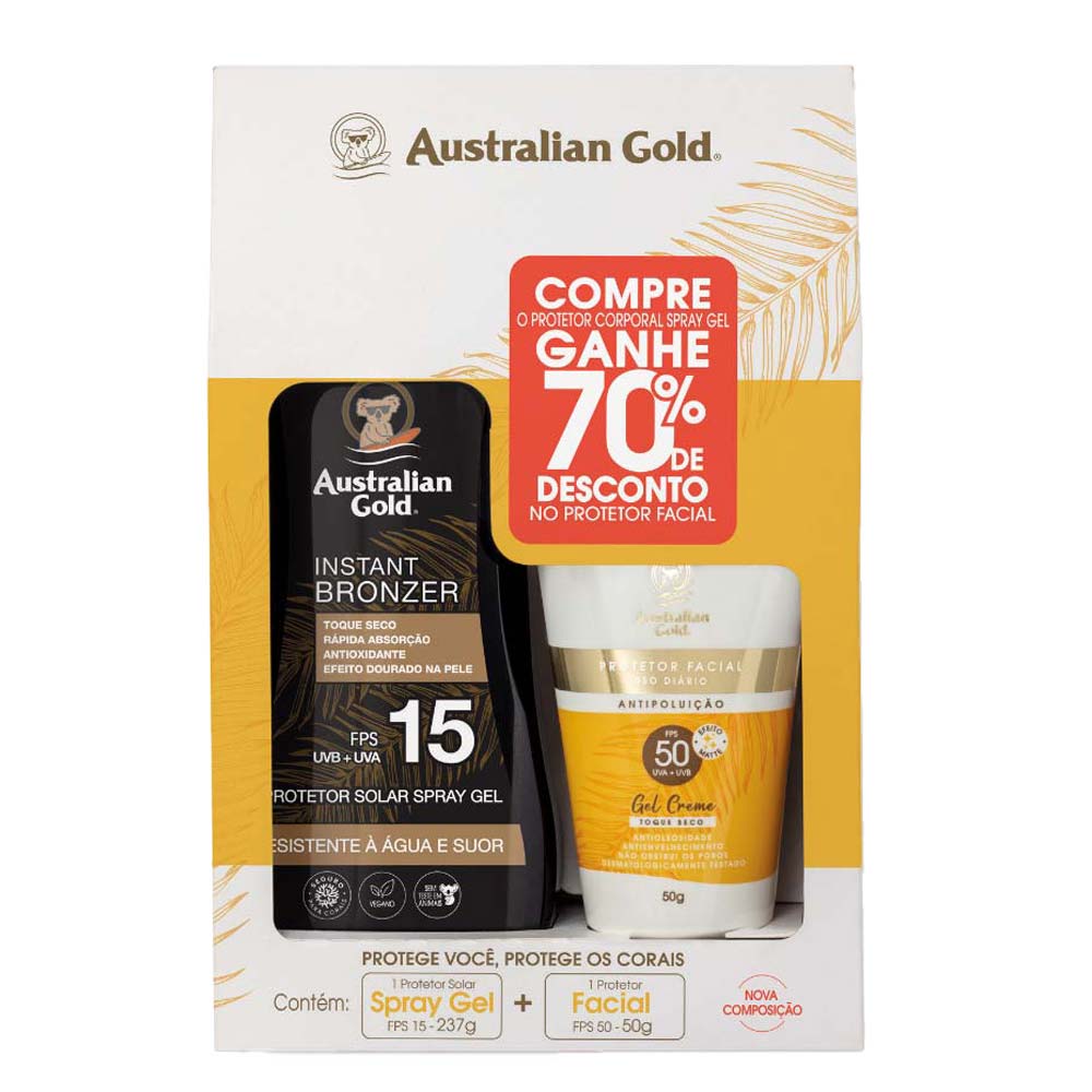 Kit Australian Gold - Protetor Solar Corporal + Protetor Solar Facial ...