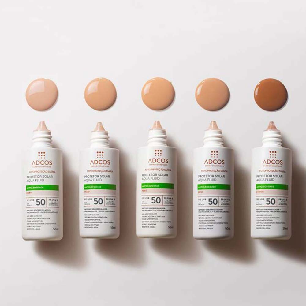 Protetor Solar Facial Antioleosidade com Cor Adcos - Aqua Fluid FPS50 ...