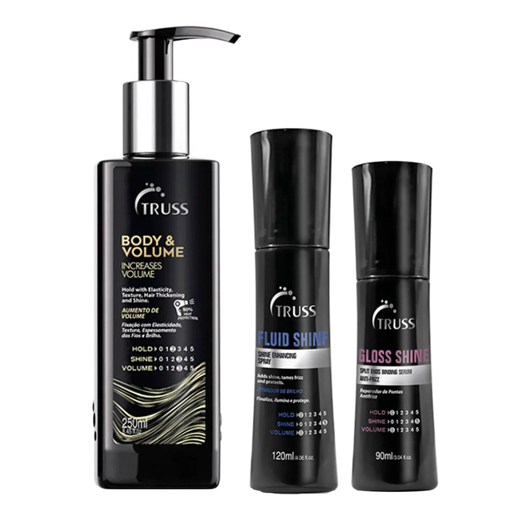 Kit Truss - Spray Fluid Shine + Volumizador + Finalizador - Época ...