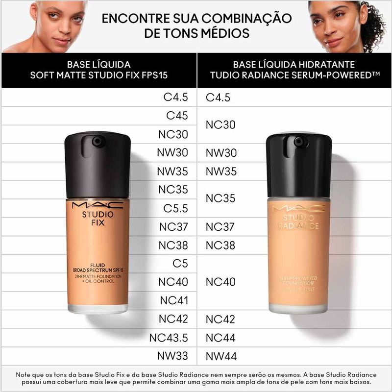 Base Líquida M·A·C Soft Matte Studio Fix - Tons Médios FPS15 - Época Cosméticos | Época Cosméticos