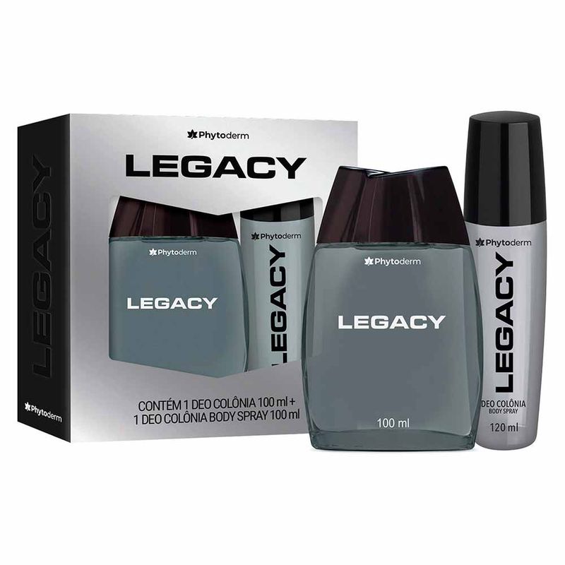 Legacy Phytoderm Kit Perfume Masculino Deo Colônia + Body Spray - Época ...