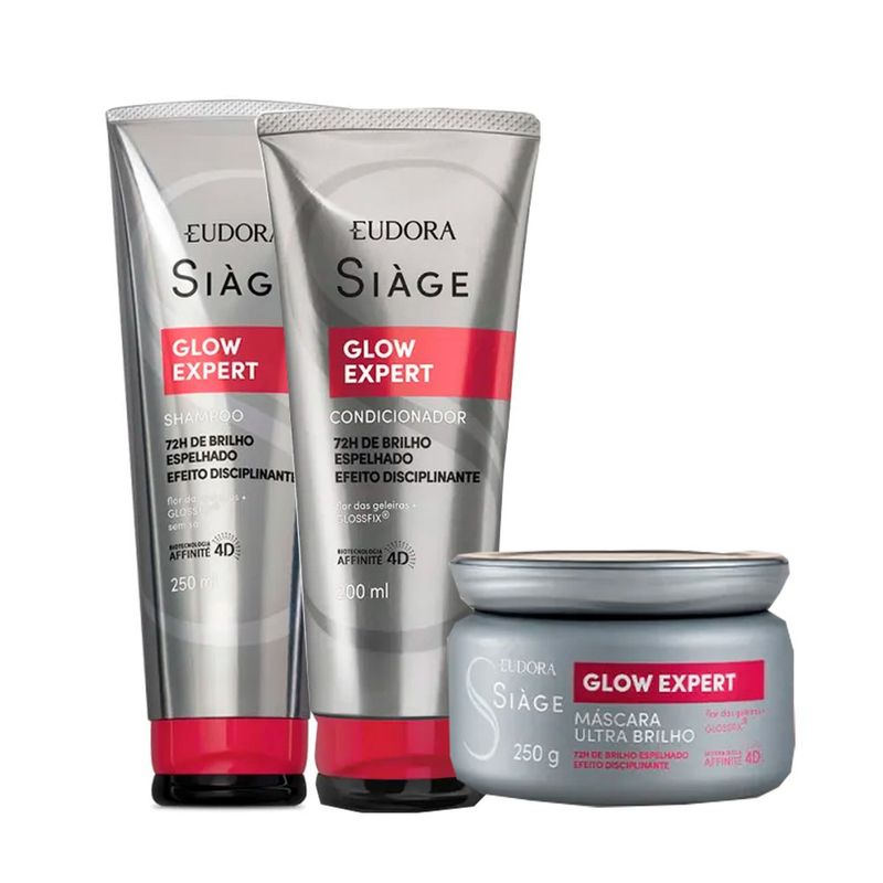 Kit Siáge Glow Expert - Shampoo 250ml + Condicionador 200ml + Máscara ...