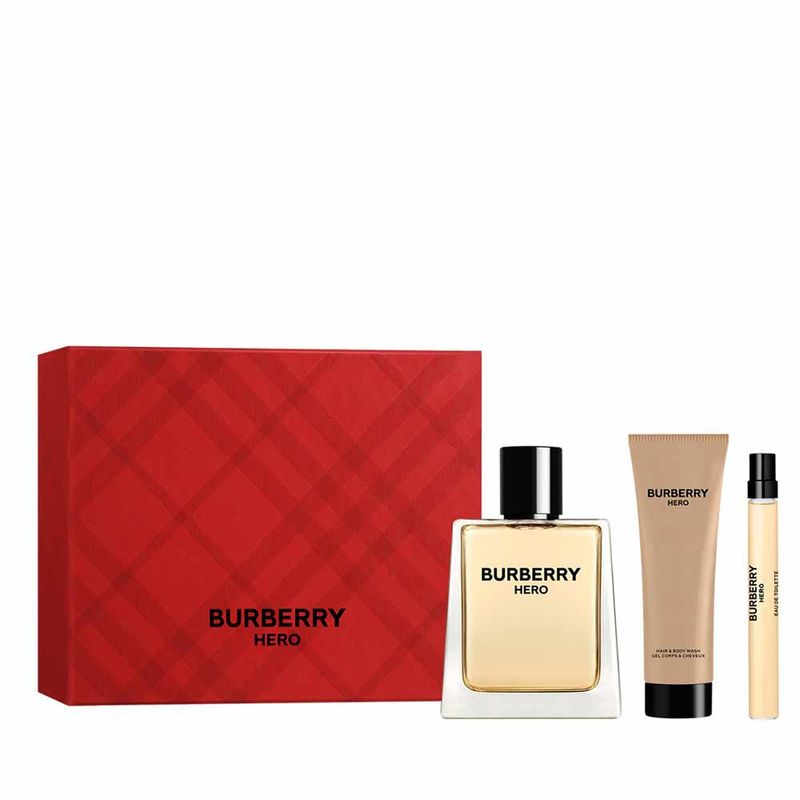 Burberry Hero Coffret Perfume Masculino EDP + Body Lotion + Pen Spray ...