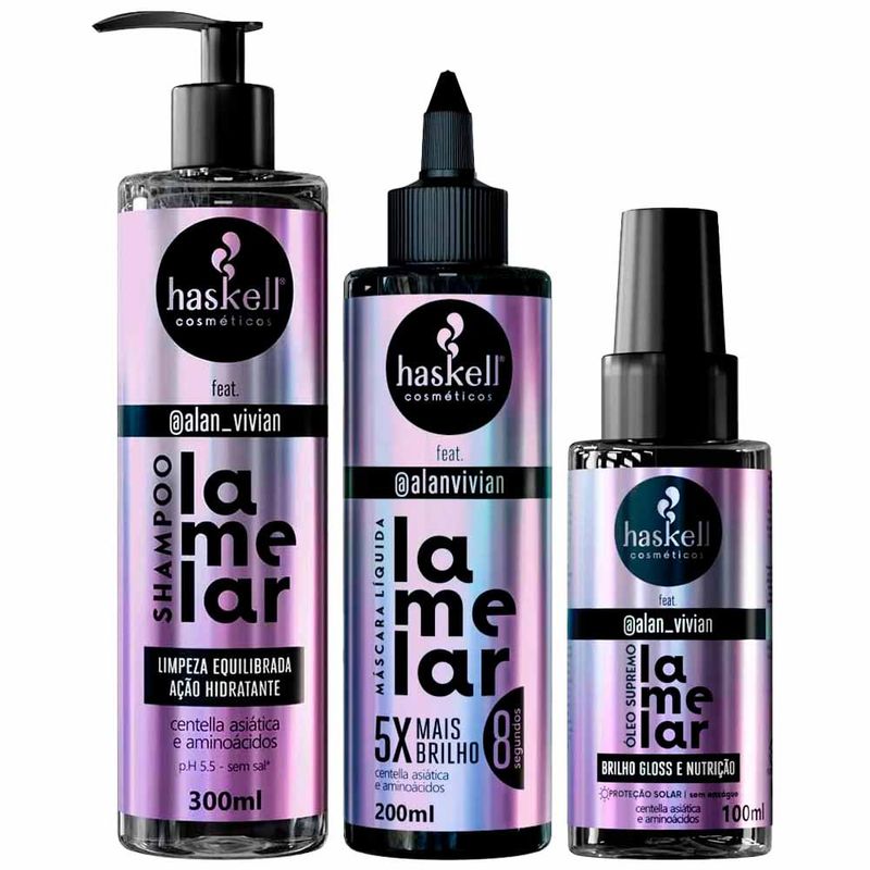 Kit Haskell Lamelar – Shampoo + Máscara Líquida + Óleo Capilar - Época ...
