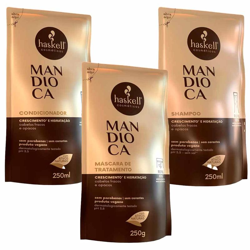 Haskell Mandioca Kit Refil – Shampoo + Condicionador + Máscara - Época Cosméticos | Época Cosméticos