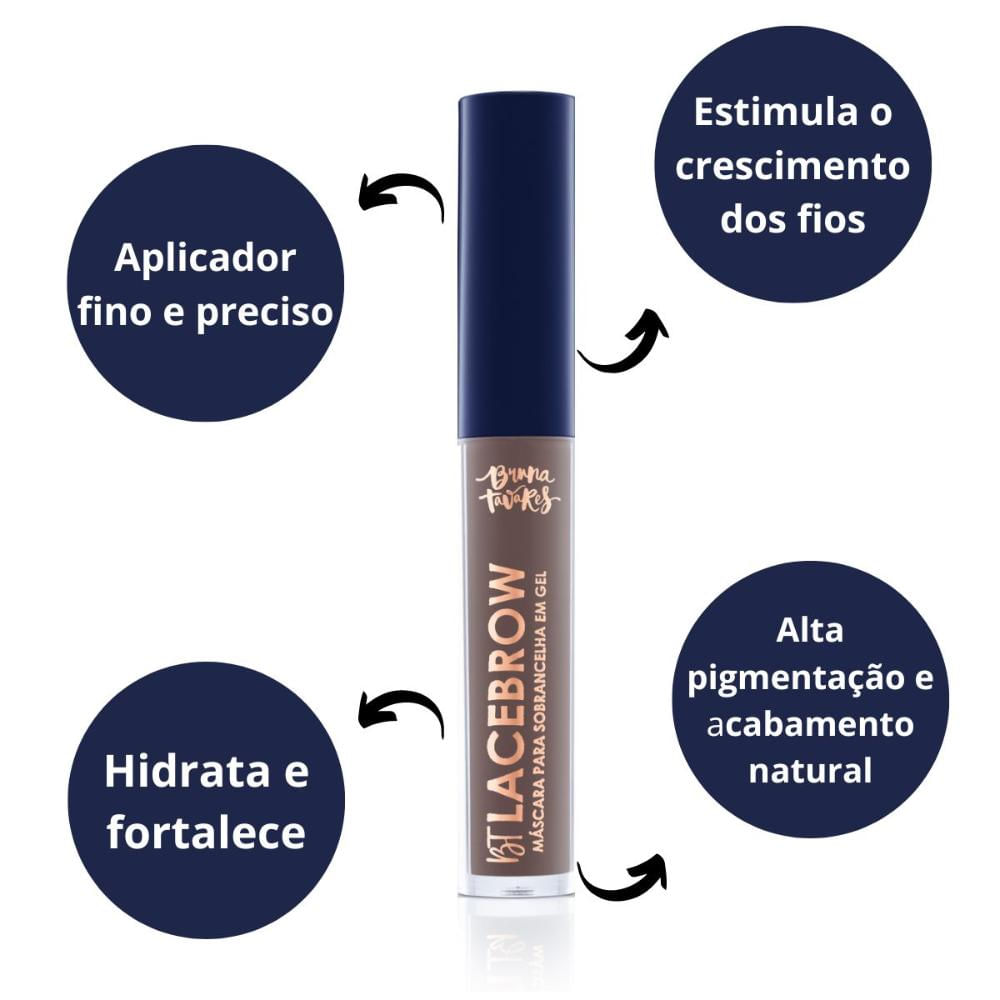Máscara Para Sobrancelhas em Gel Bruna Tavares Bt Lacebrow Darkbrown 2 ...