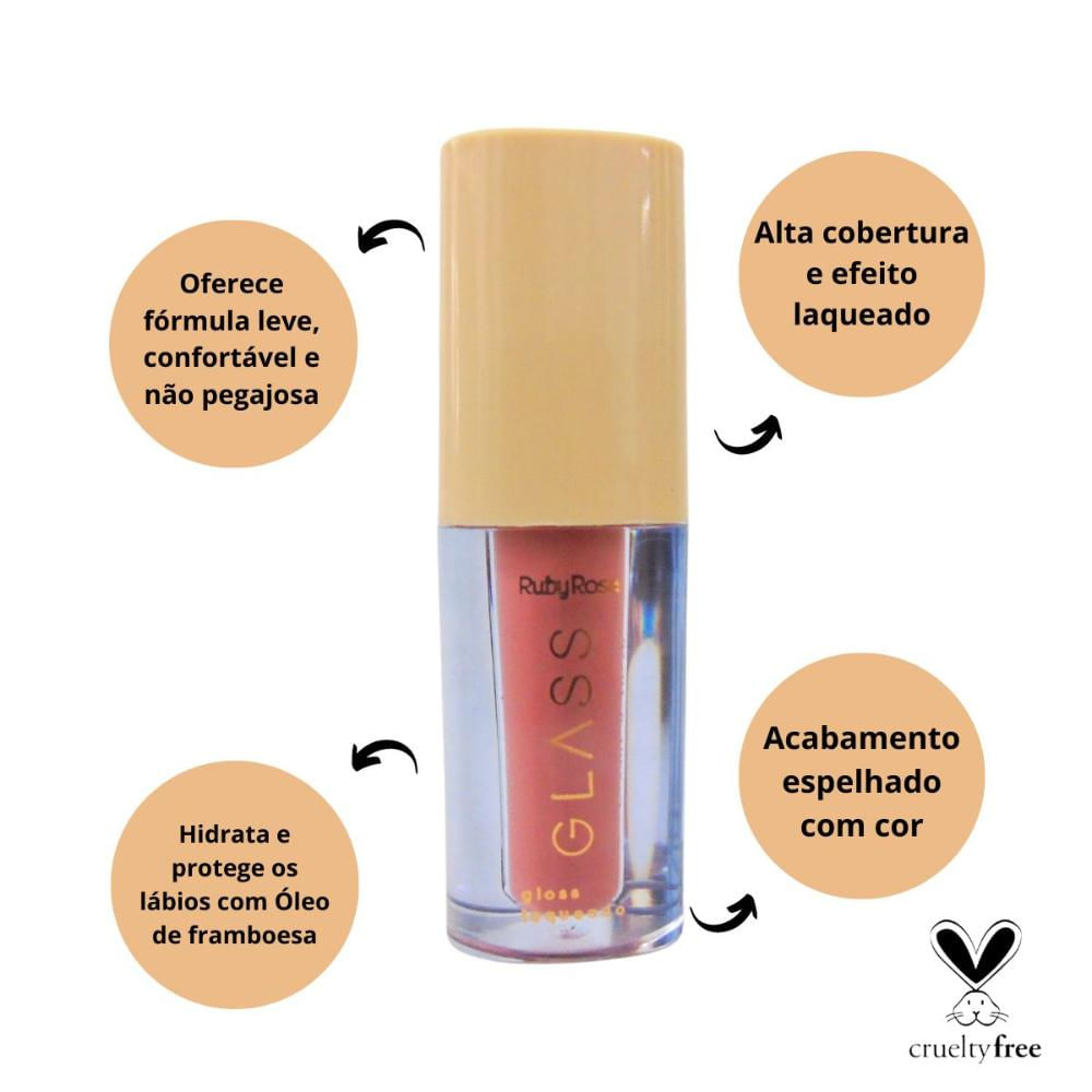 Gloss Laqueado Ruby Rose Glass Bg06 3ml - Época Cosméticos | Época ...