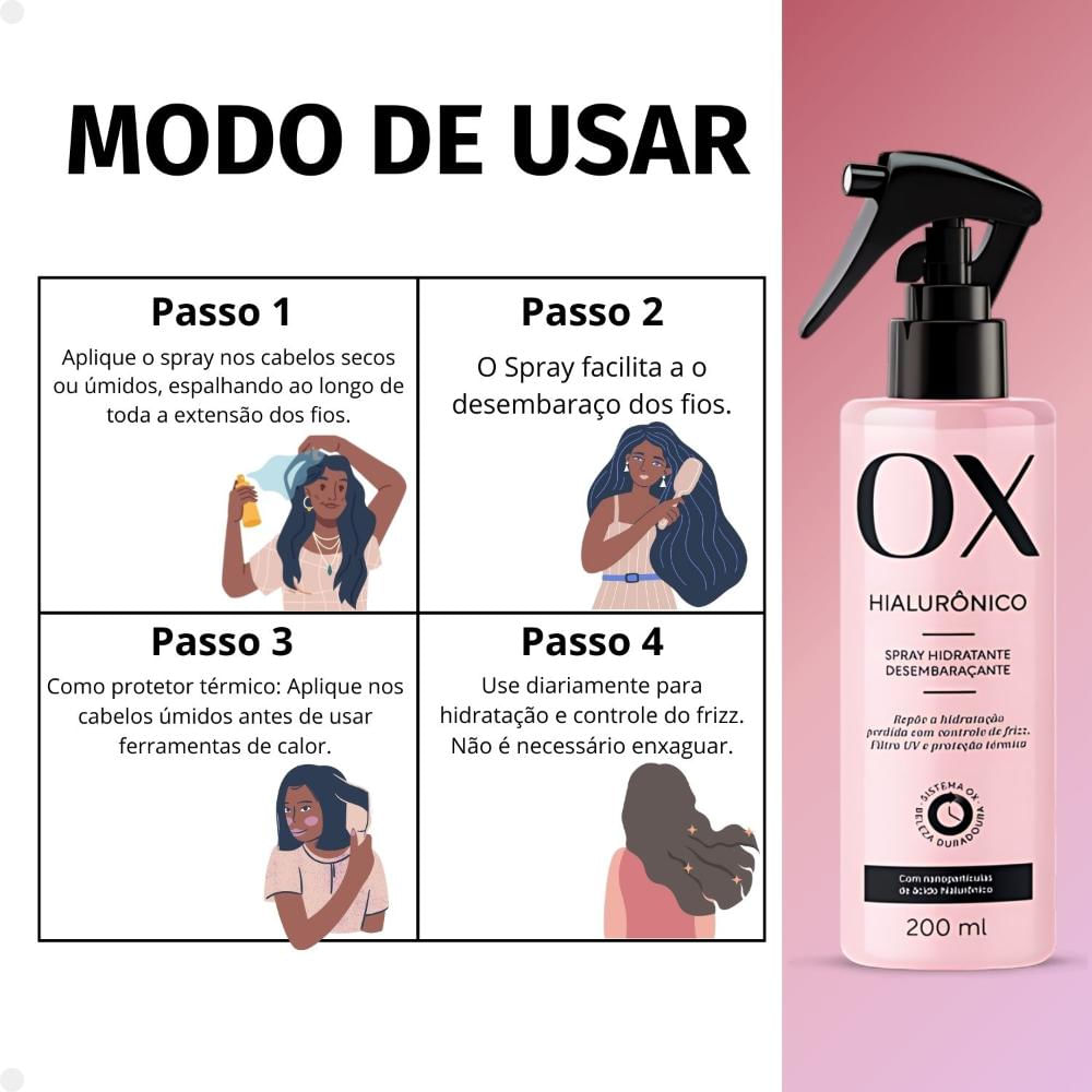 Spray Hidratante Desembaraçante Ox Hialurônico 200ml - Época Cosméticos ...