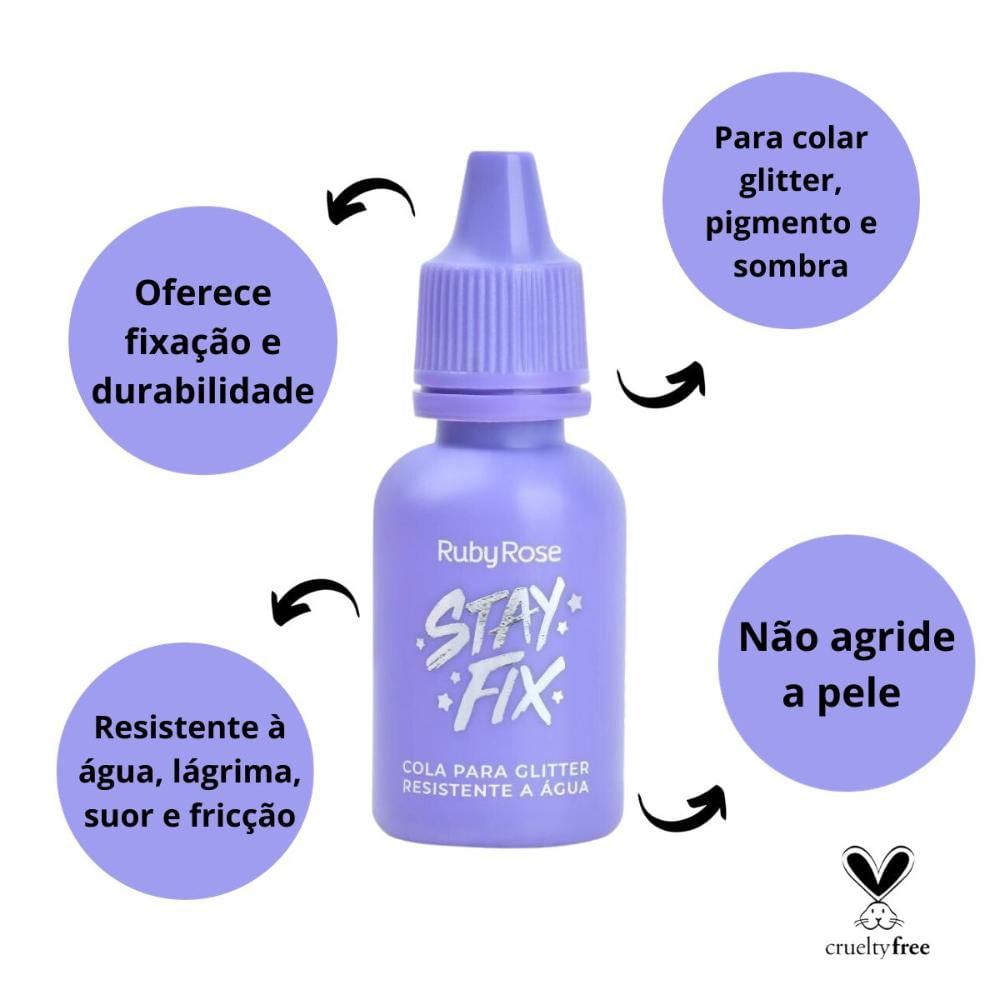 Cola Para Glitter Ruby Rose Stay Fix Resistente À Água 10ml - Época ...