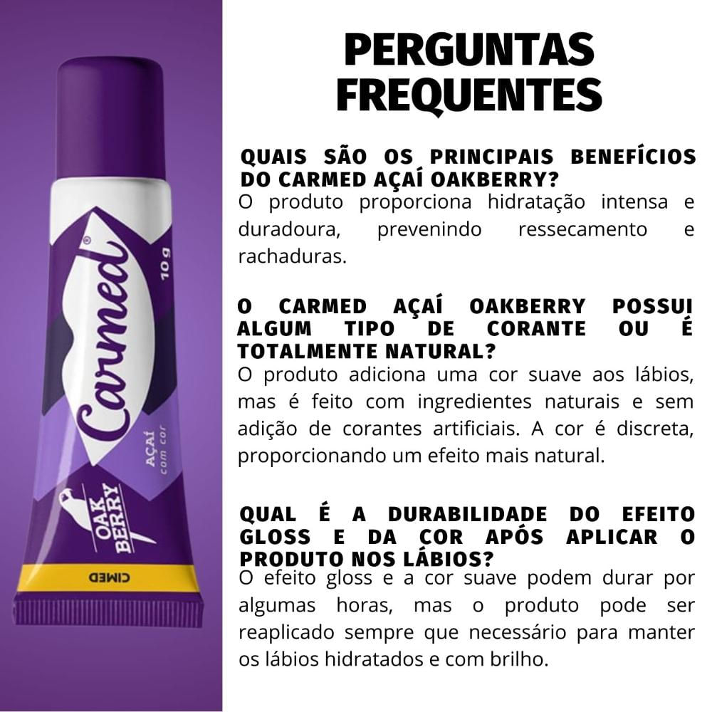 Hidratante Labial Carmed Oakberry Açai Efeito Gloss Com Cor 10g - Época ...
