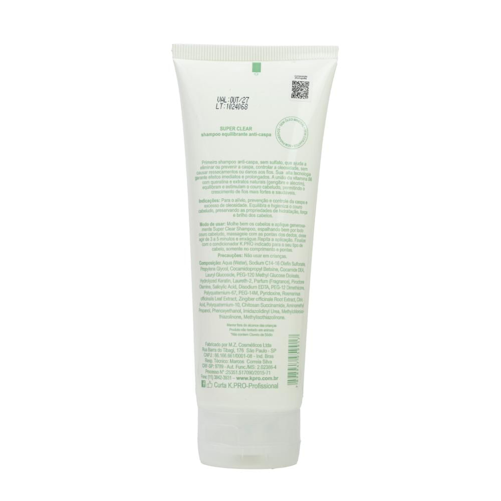 K.Pro Profissional Super Clear Anticaspa Shampoo 240ml - Época Cosméticos | Época Cosméticos