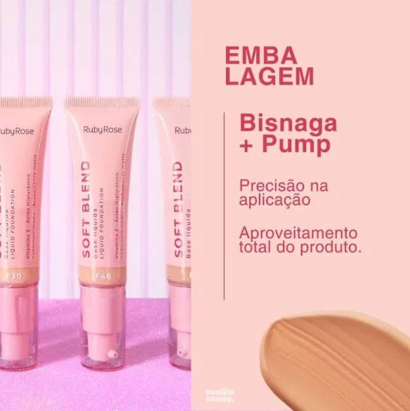 Ruby Rose Soft Blend F20 - Base Líquida 30g - Época Cosméticos | Época ...
