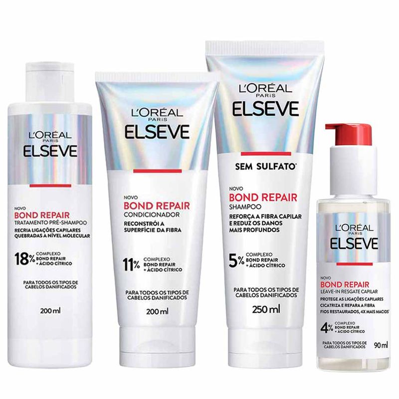 Kit Elseve Bond Repair - Pré Shampoo + Shampoo + Condicionador + Leave ...
