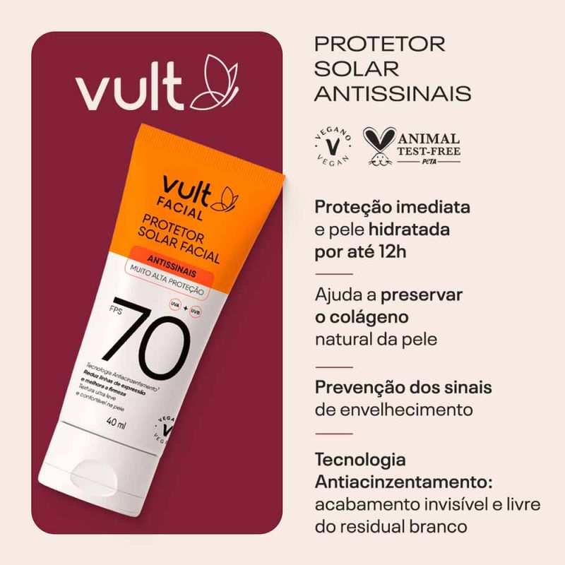 Protetor Solar Facial Vult Antissinais FPS 70 - Época Cosméticos ...